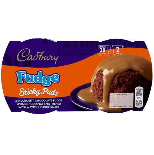 Cadbury Fudge Sticky Puds – 190g | Gooey Microwave Pudding with Fudge ...