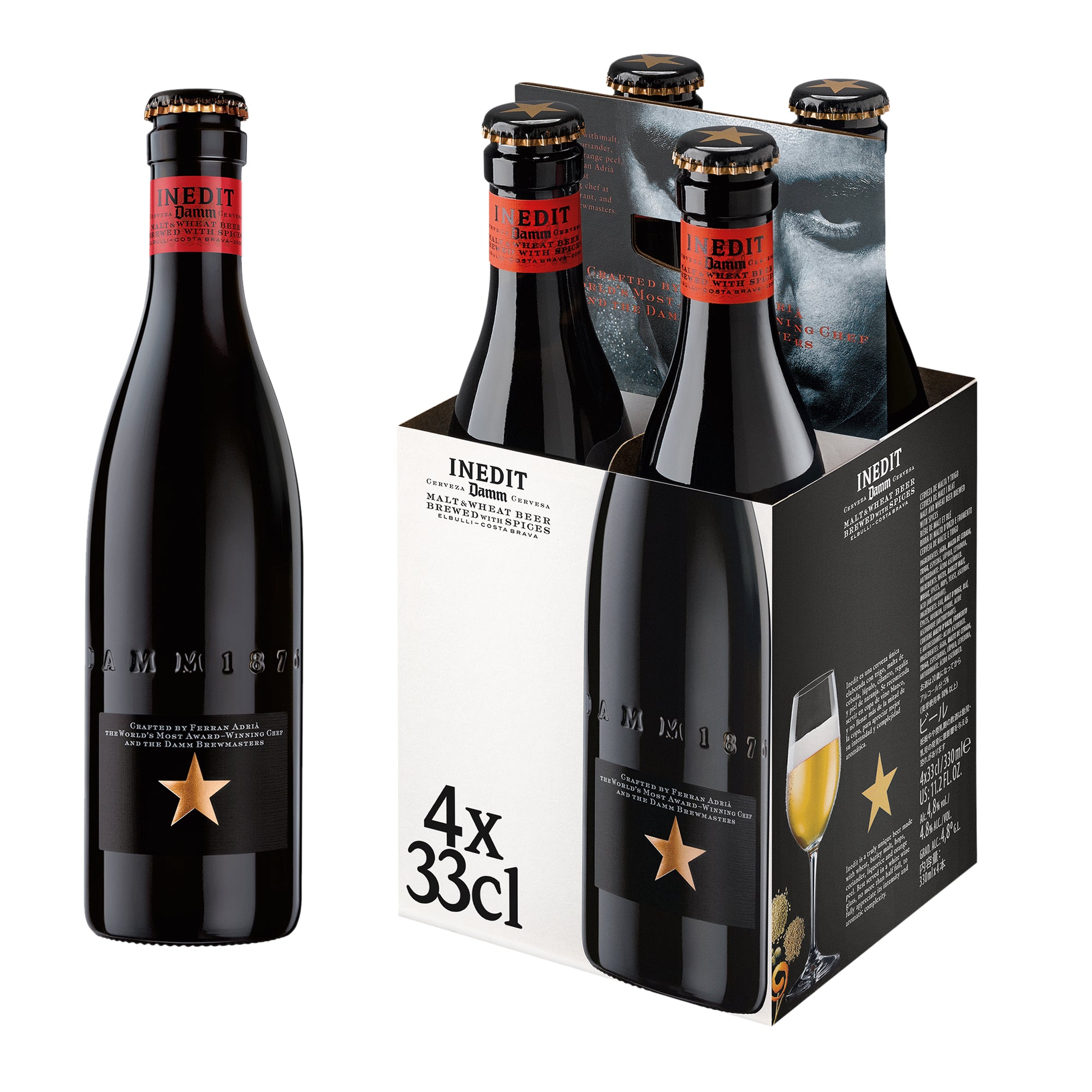 Inedit Estrella Damm – 4 x 330ml (4.8%) | Premium Spanish Wheat Beer ...